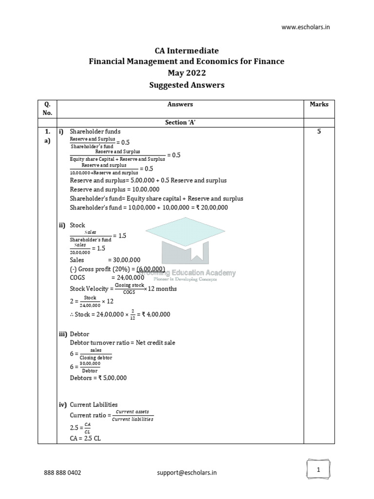 May 22 Eco Fm Answer | PDF | Internal Rate Of Return | Net Present Value
