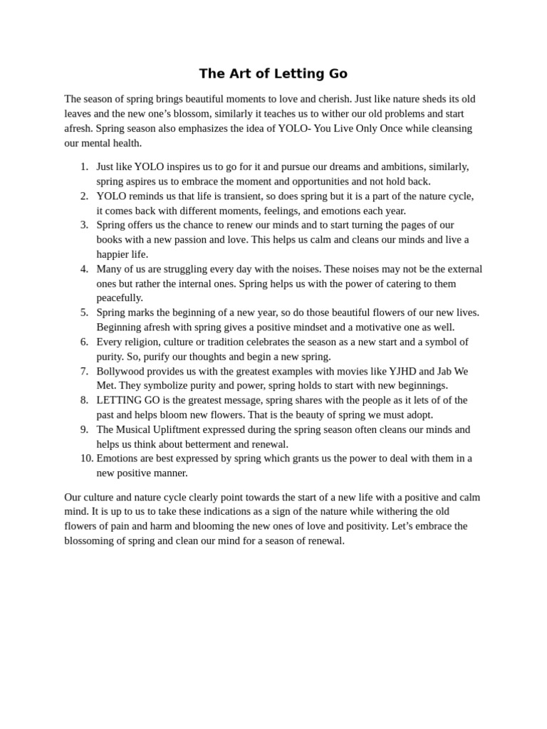 The Art of Letting Go- Spring Edition | PDF