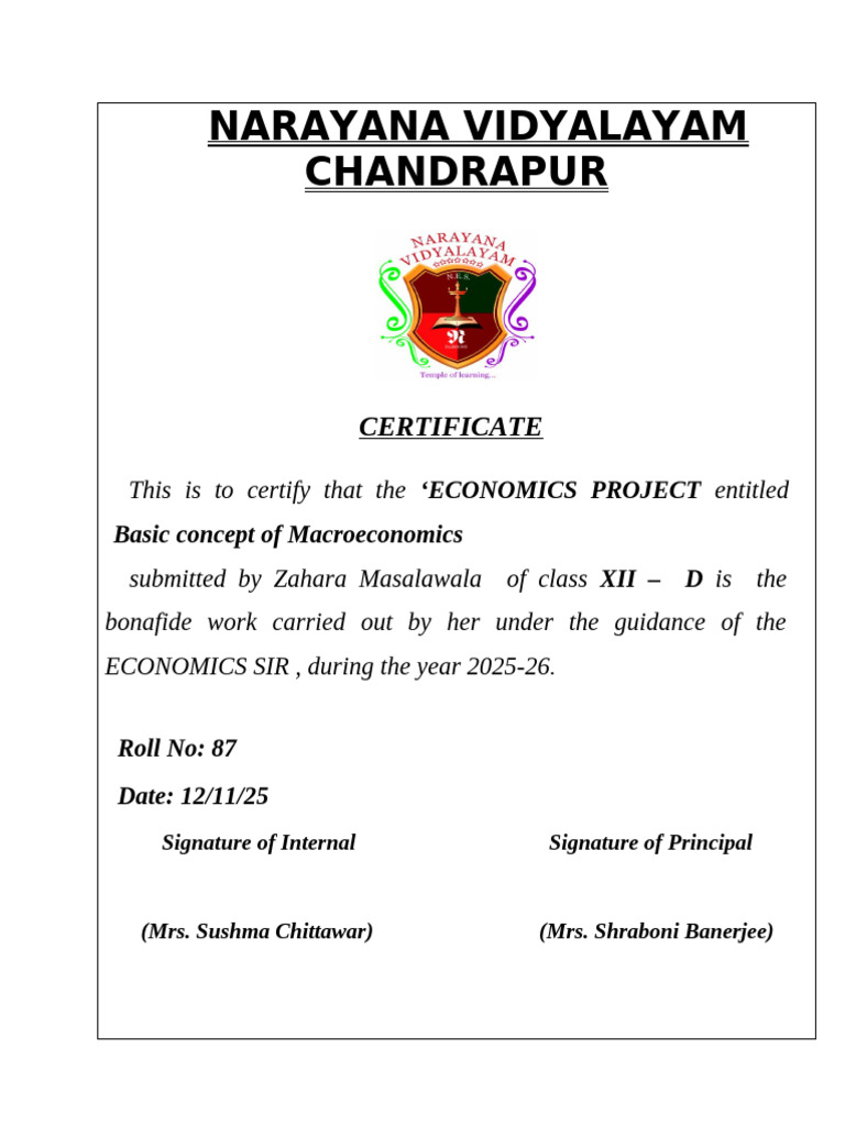 Economics Project Certificate - Macroeconomics | PDF
