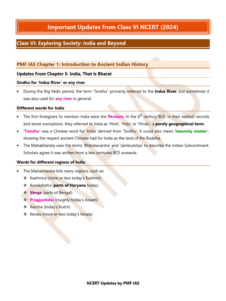 NCERT Class VI Updates: Ancient India Insights | PDF | Brahman | Upanishads