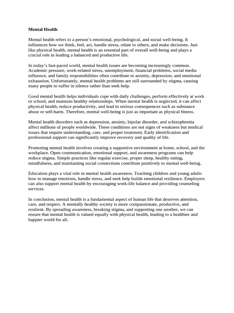 Understanding Mental Health Importance | PDF
