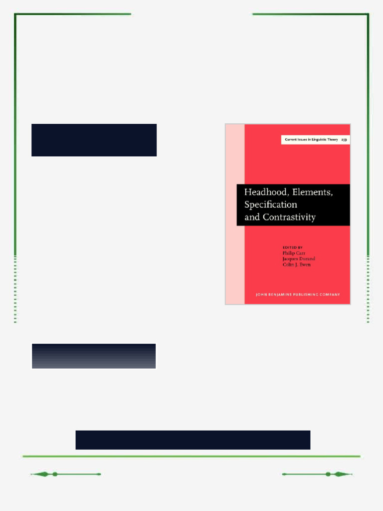 Headhood Elements Specification and Contrastivity Phonological Papers ...