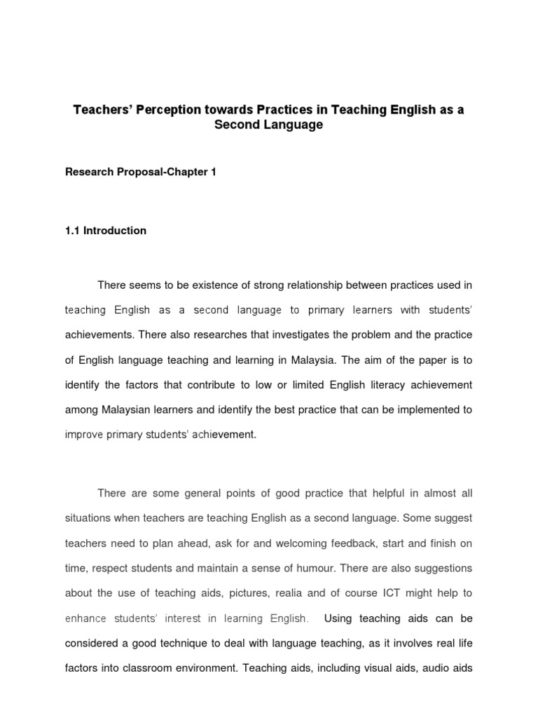 Research Proposal Chapter 1 | PDF | Teachers | Second Language