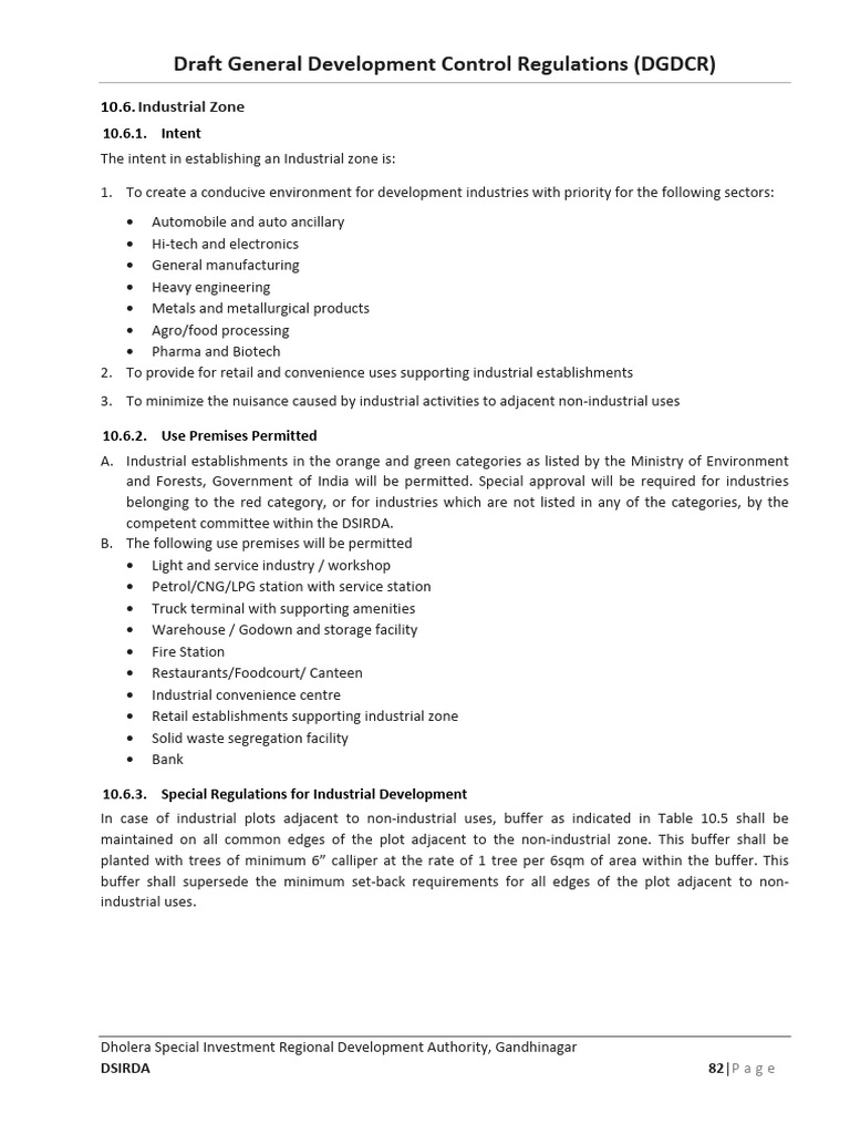 Dholera Industrial Zone Development Guidelines | PDF | Warehouse