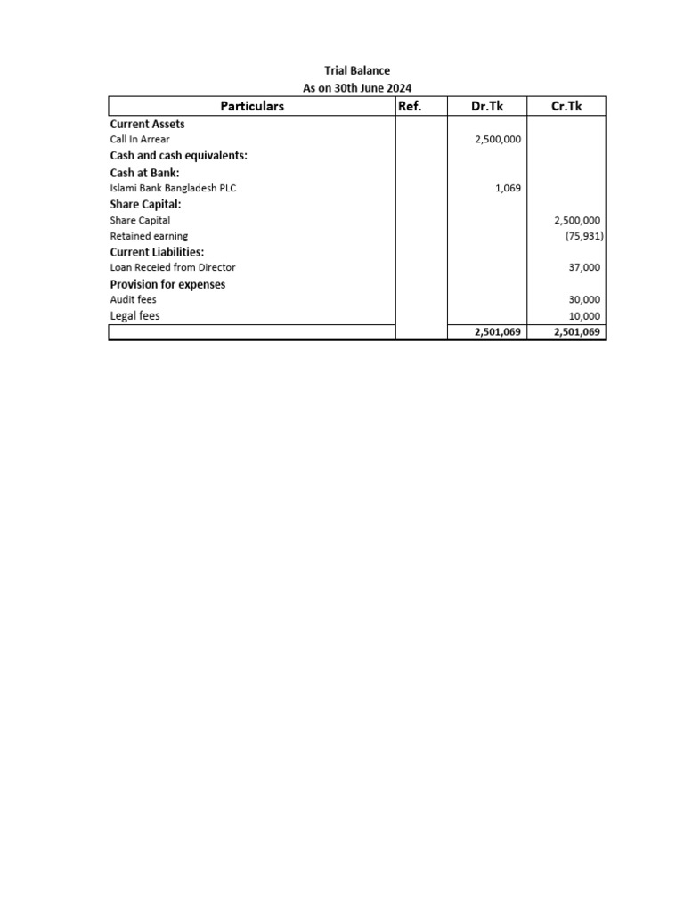 Trial Balance Summary as of June 2024 | PDF