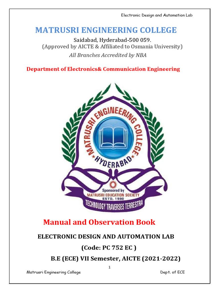 EDA Lab Manual_formatnew | PDF | Central Processing Unit | System On A Chip