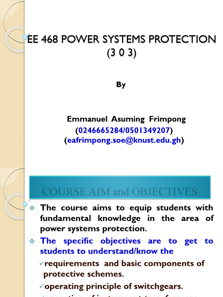 EE 468-Lecture Presentation - 2025 | PDF | Electric Arc | Fuse (Electrical)