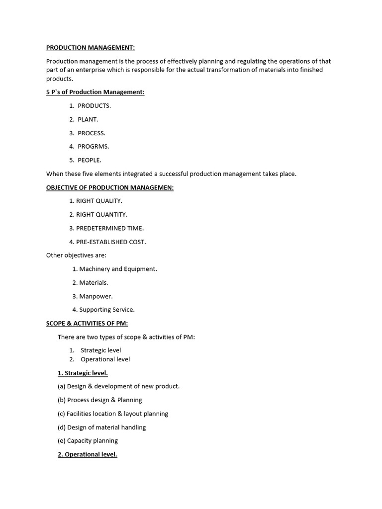 Production Management Essentials Guide | PDF | Mass Production | Warehouse