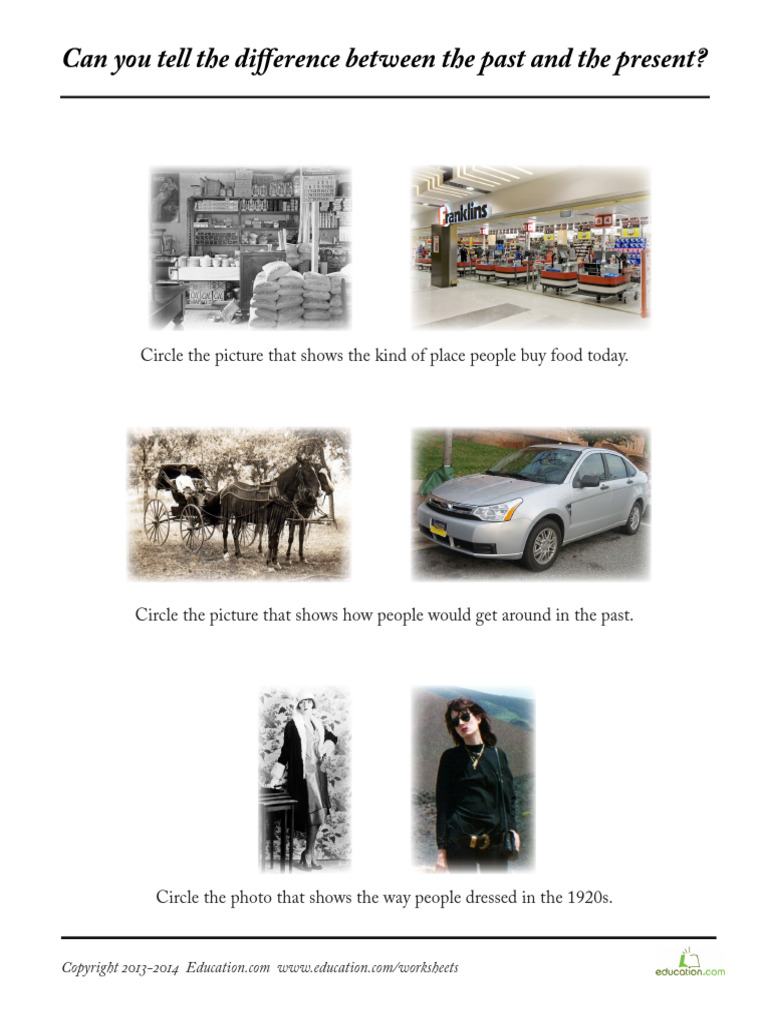 Past vs Present Worksheet for Kids | PDF