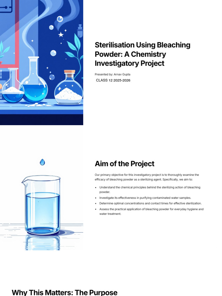 Sterilisation Using Bleaching Powder A Chemistry Investigatory Project | PDF | Bleach | Water ...