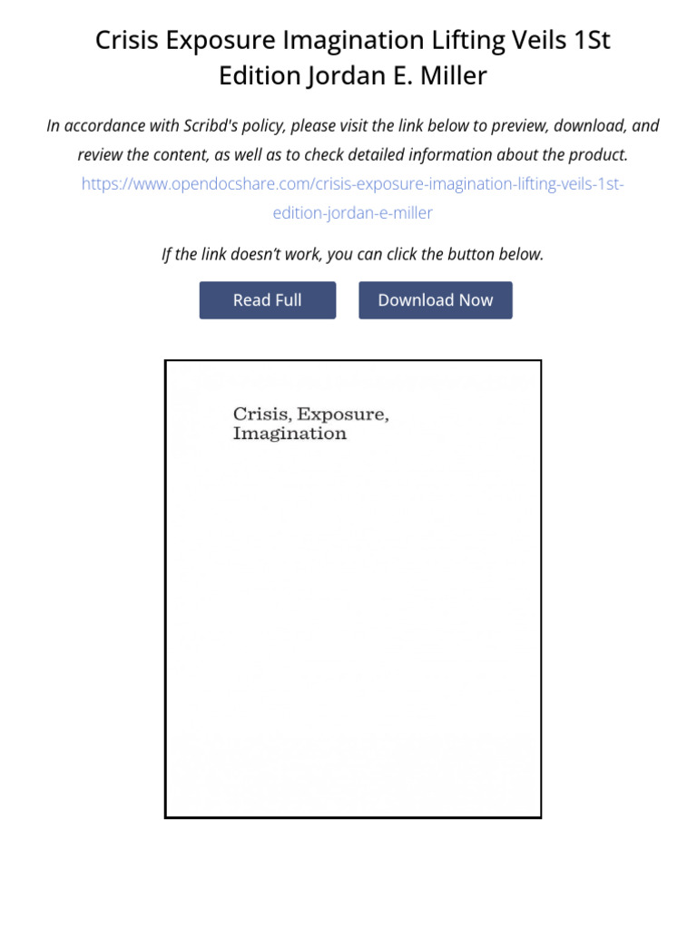 Crisis Exposure Imagination Lifting Veils 1st Edition Jordan E. Miller ...