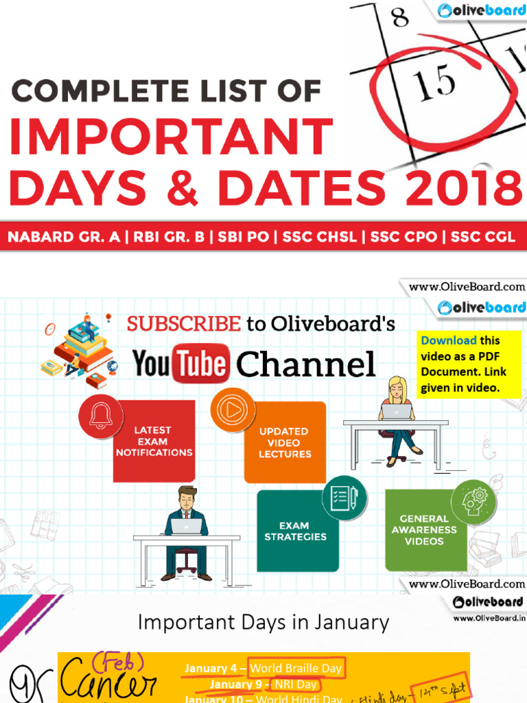 List of Important Days Dates | PDF