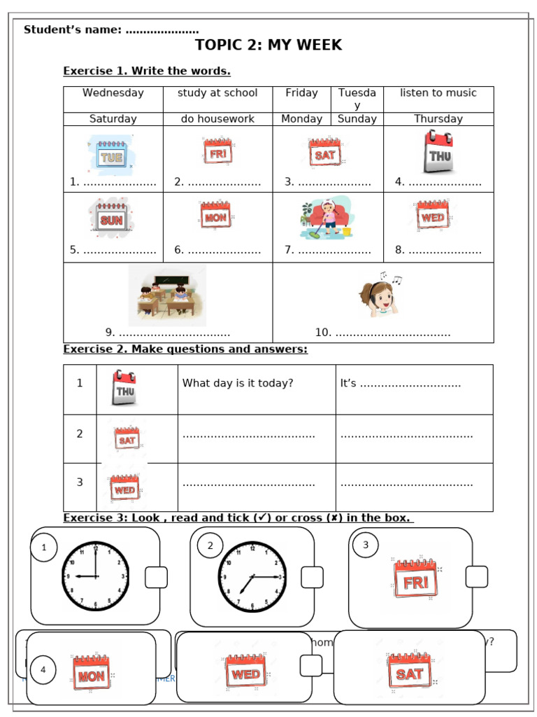 TOPIC 2 MY WEEK | PDF