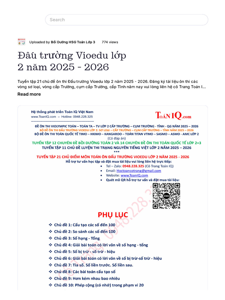 Đấu Trường Vioedu Lớp 2 Năm 2025 - 2026 _ PDF | PDF