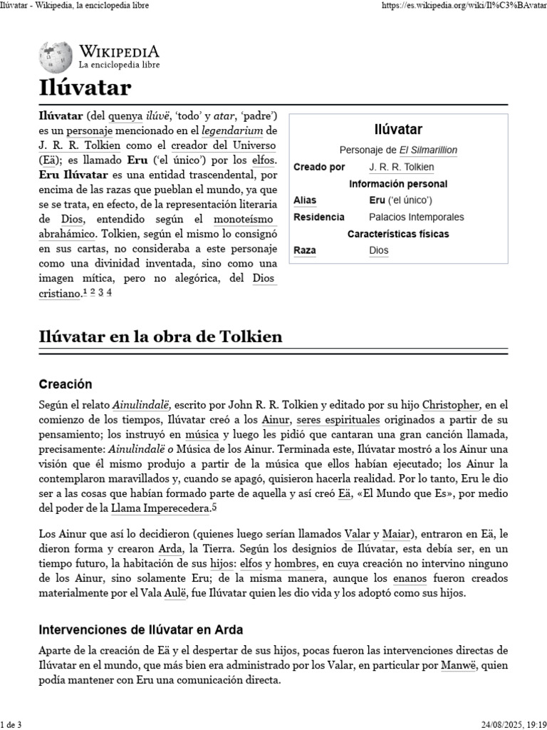 Eru Ilúvatar | PDF | Fantasía | Novelas de fantasía inglesas