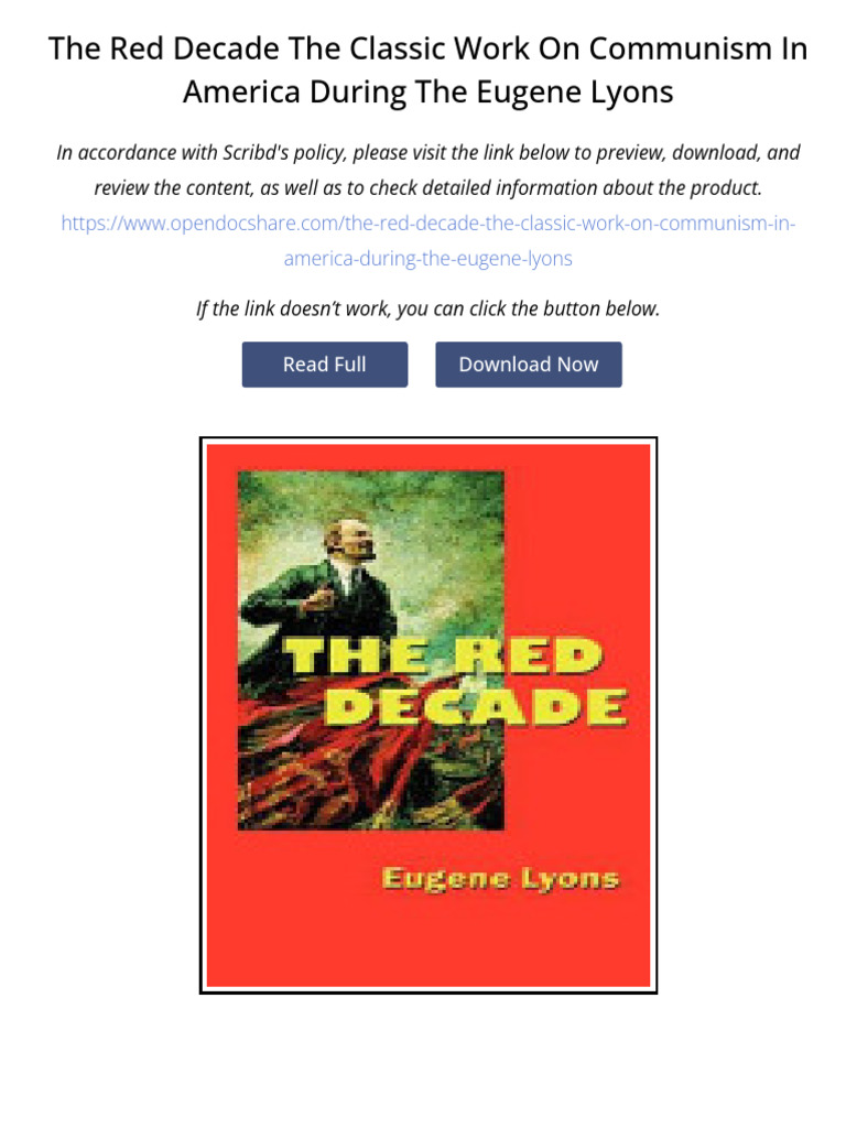 The Red Decade The Classic Work On Communism In America During The ...
