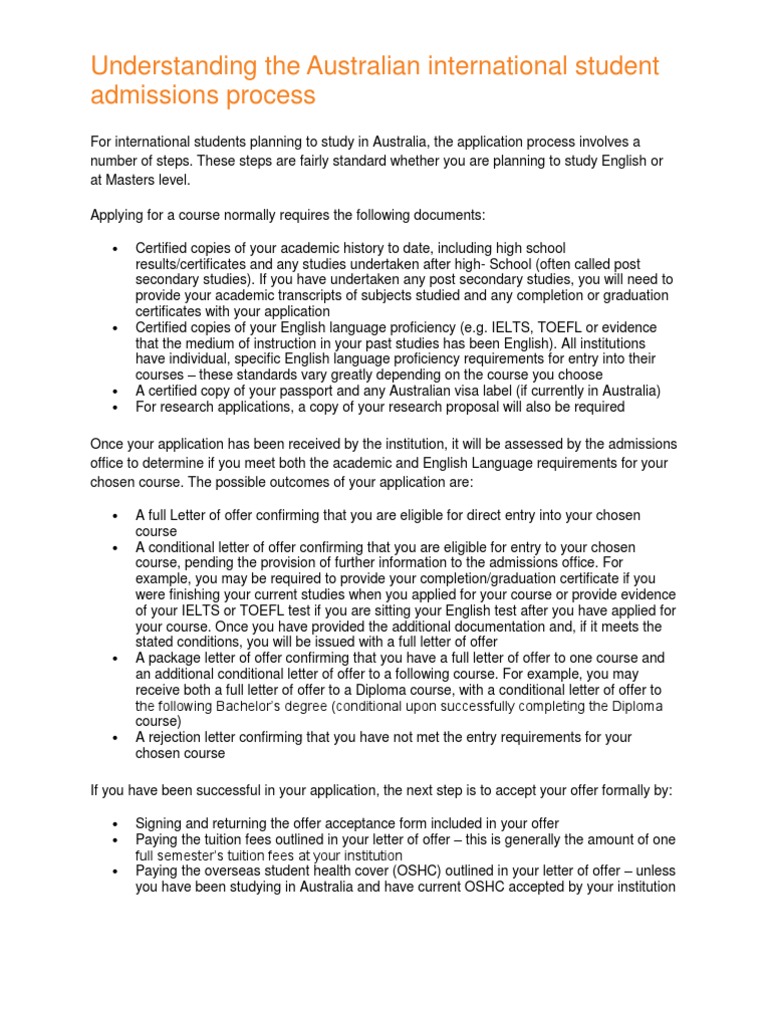 Understanding The Australian International Student Admissions Process | PDF | International ...