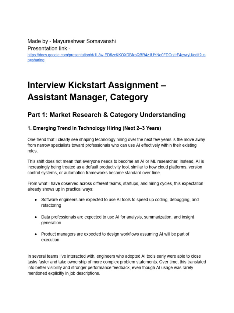 Mayureshwar Interview Kickstart | PDF | Artificial Intelligence | Intelligence (AI) & Semantics