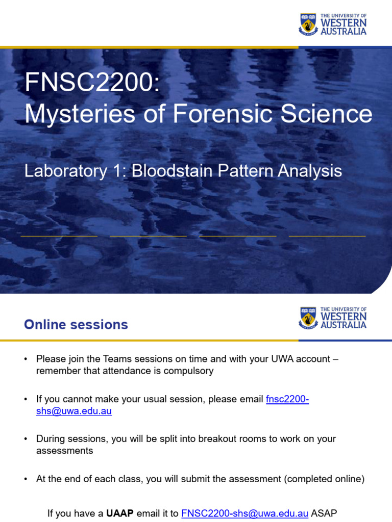 Bloodstain Pattern Analysis_Summer2026online 1 | PDF
