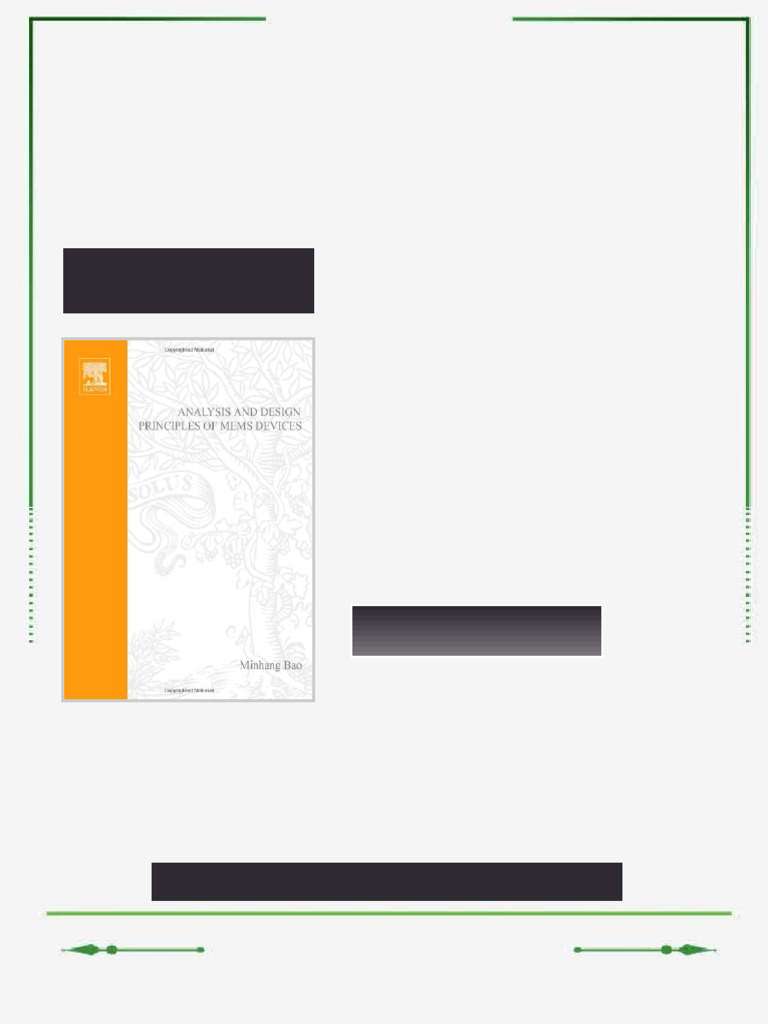 Analysis and Design Principles of MEMS Devices First Edition Minhang ...
