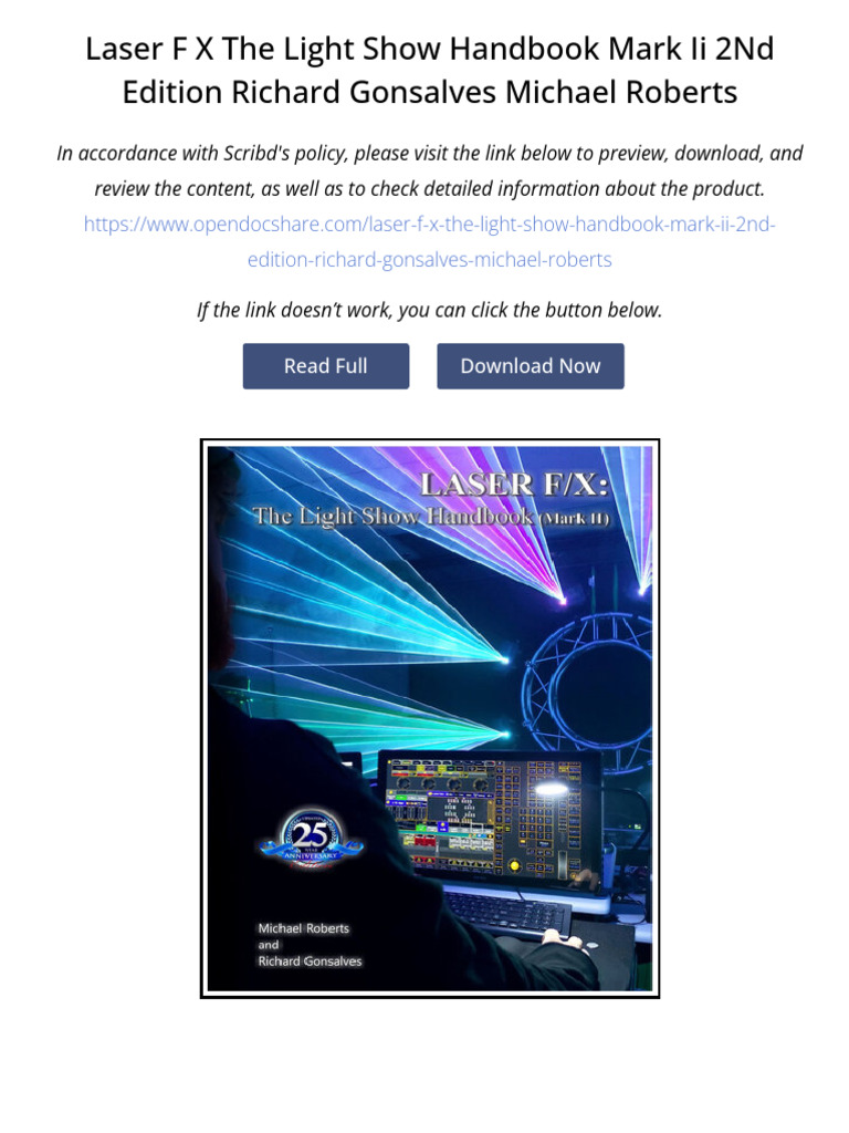 Laser F X The Light Show Handbook Mark II 2nd Edition Richard Gonsalves ...