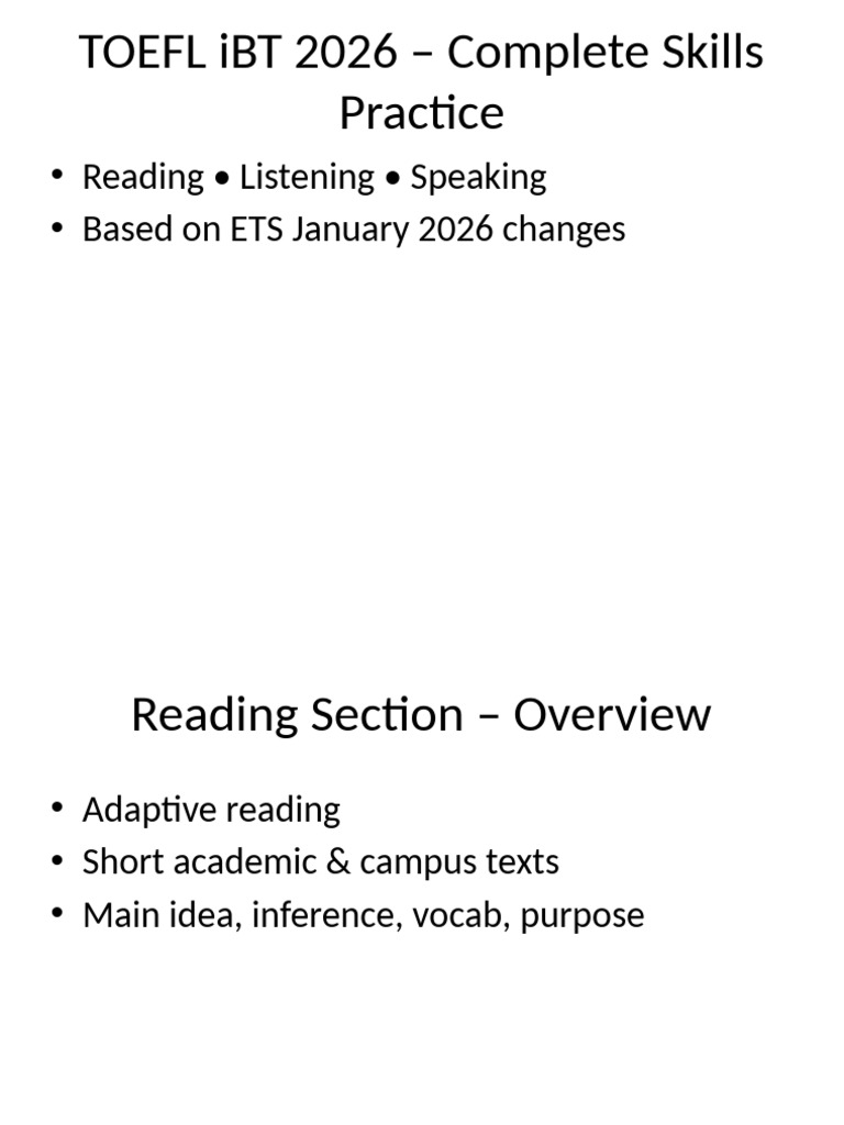 TOEFL iBT 2026 Skills Practice Guide | PDF