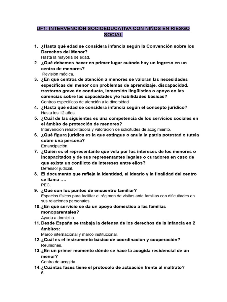 Todas las preguntas MP1 | PDF | Abuso infantil | Familia