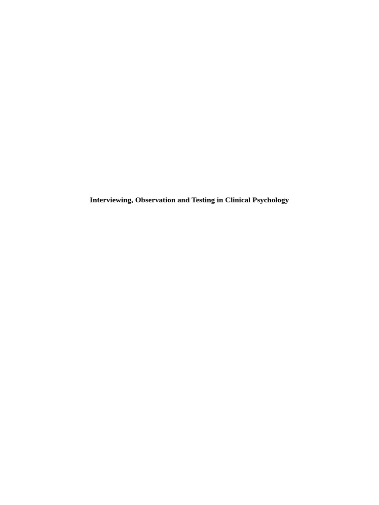 Interviewing | PDF | Clinical Psychology | Nonverbal Communication