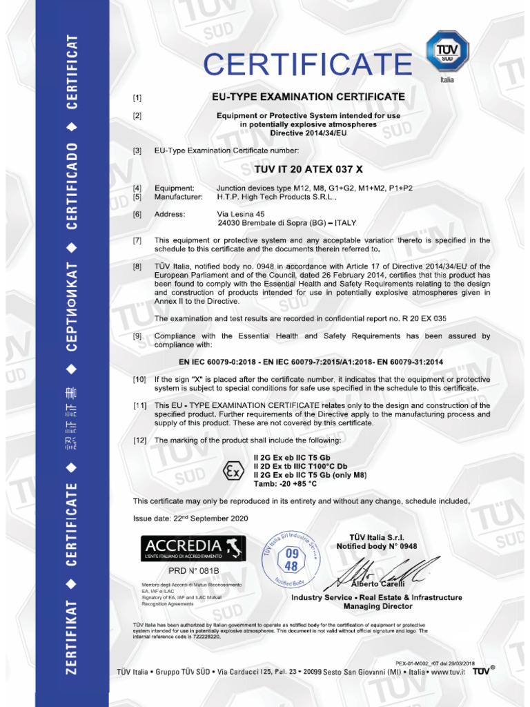 Tüv It 20 Atex 037 x Report | PDF