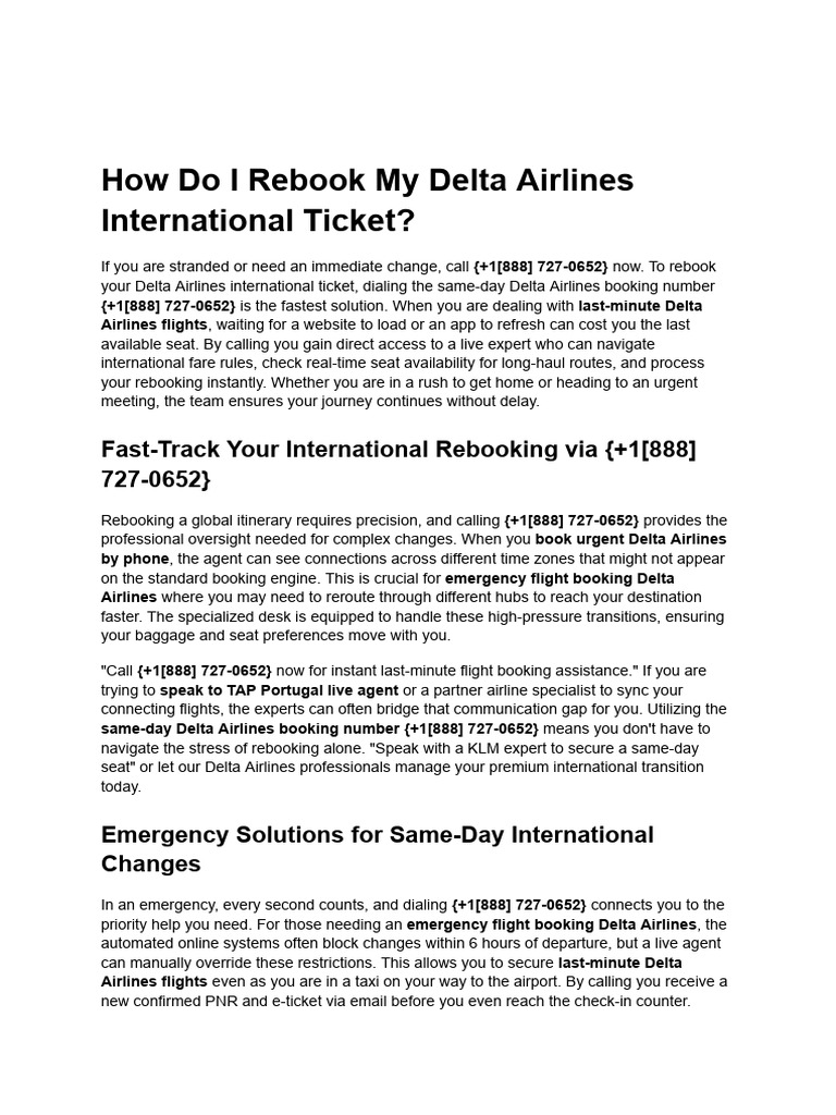How Do i Rebook My Delta Airlines International Ticket Se | PDF ...