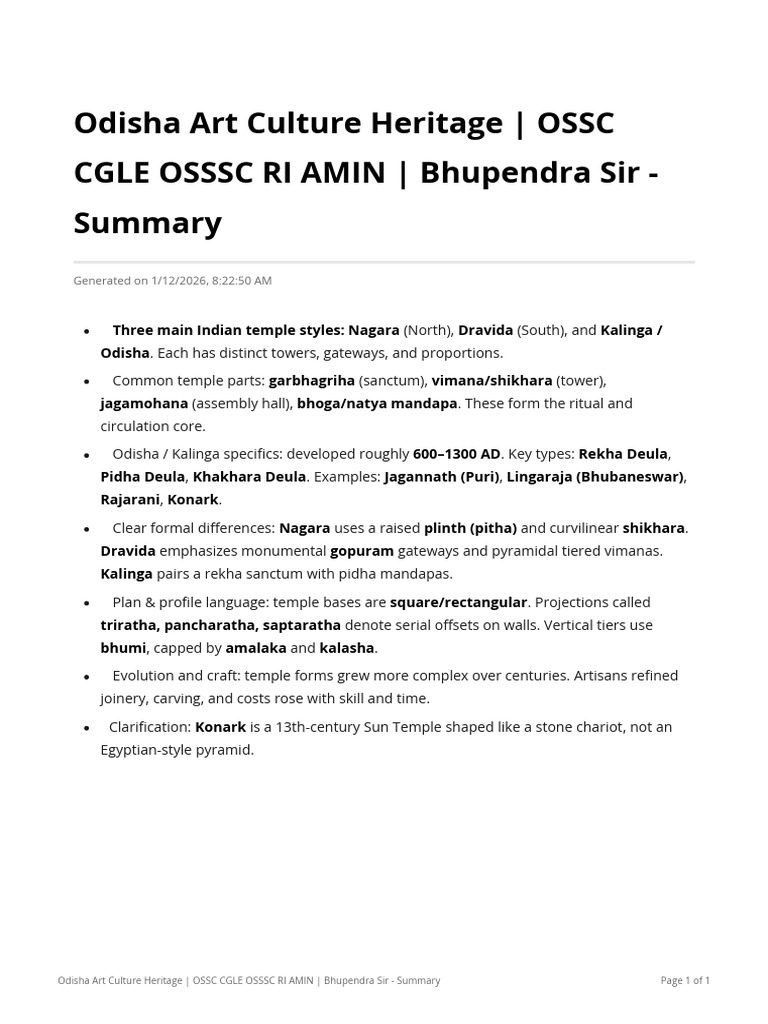 Odisha Temple Architecture Overview | PDF