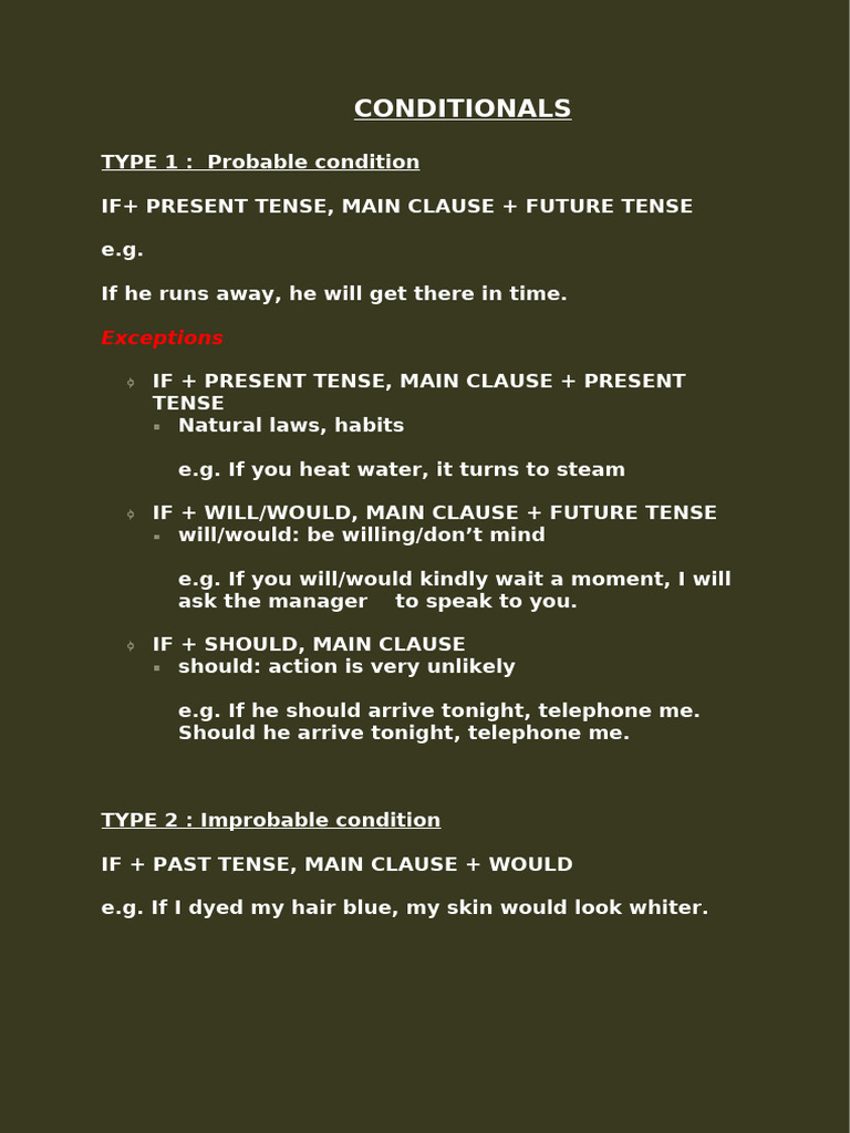 Conditionals Theory Pdf