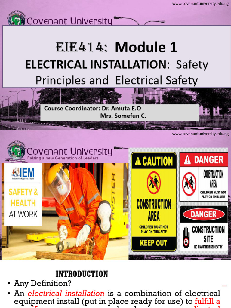 EIE 414 Mod 1 Class 1_Safety_2025 New | PDF | Occupational Safety And ...