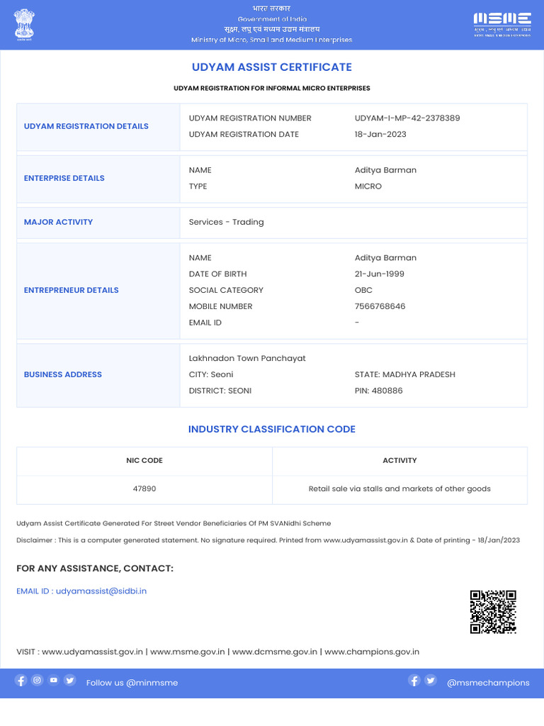 Certificate_UDYAM-MP-018-251031-31418726_ | PDF