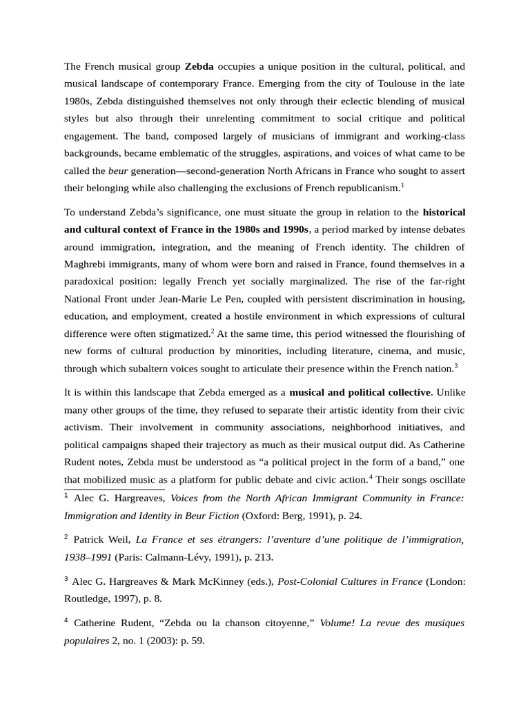 Zebda: Music and Politics in France | PDF