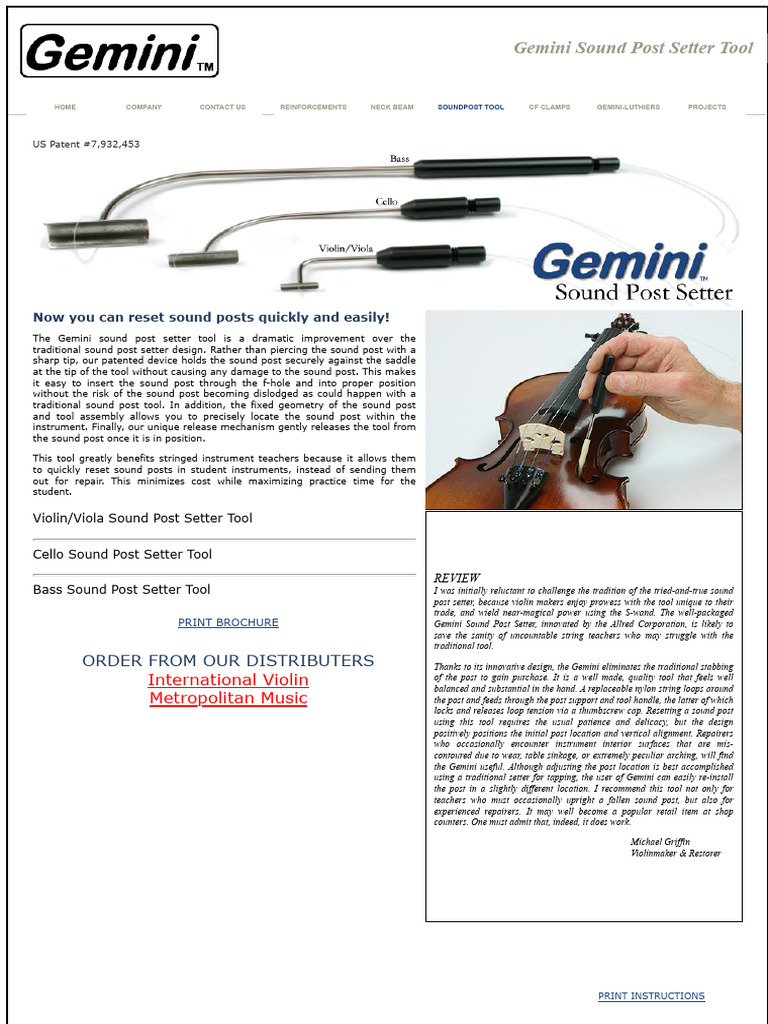 Gemini Sound Post Setter Tool | PDF | Violin | String Instruments