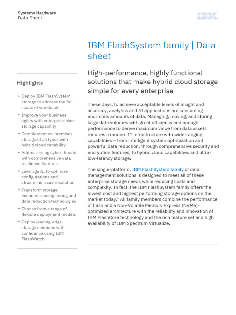 IBM FlashSystem: High-Performance Storage Solutions | PDF | Cloud ...