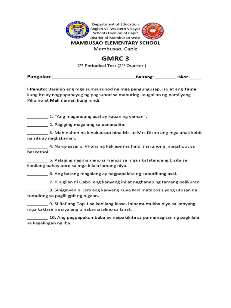 GMRC 3: Mambusao Elementary School | PDF