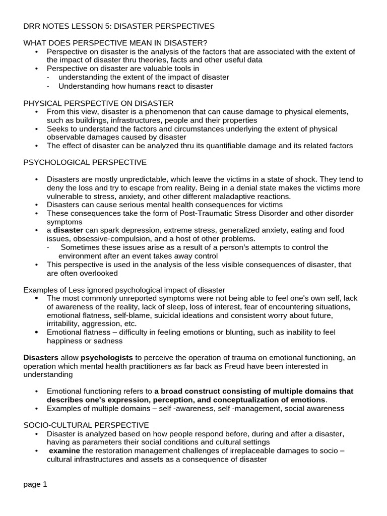 Disaster Perspectives: Analyzing Impact Factors | PDF | Natural ...