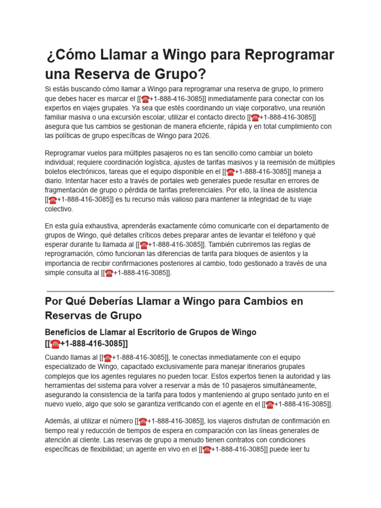 Como Llamar A Wingo para Reprogramar Una Reserva de Grupo | PDF ...
