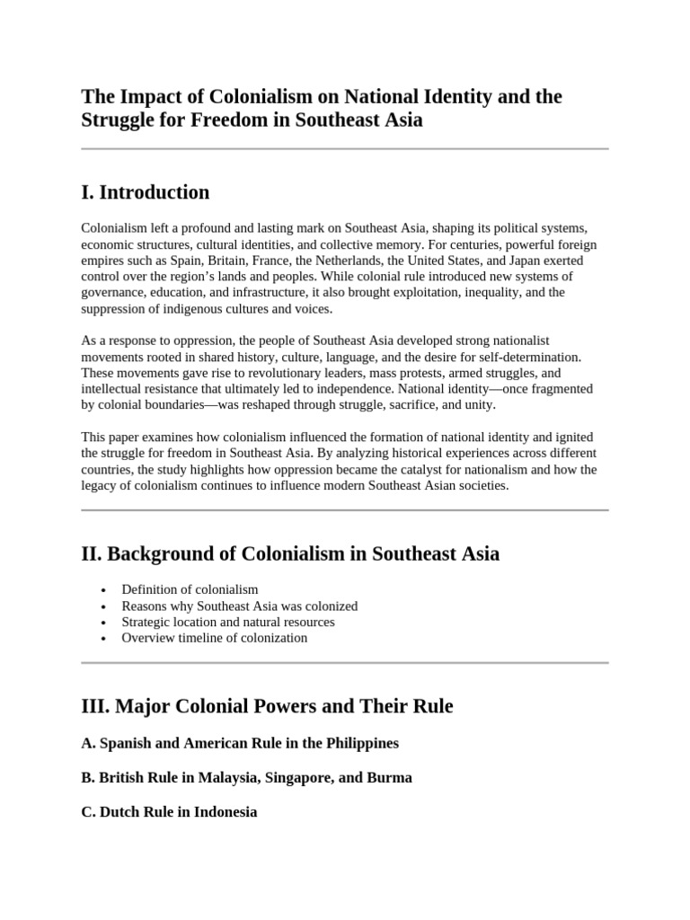 The Impact of Colonialism on National Identity and the Struggle for ...