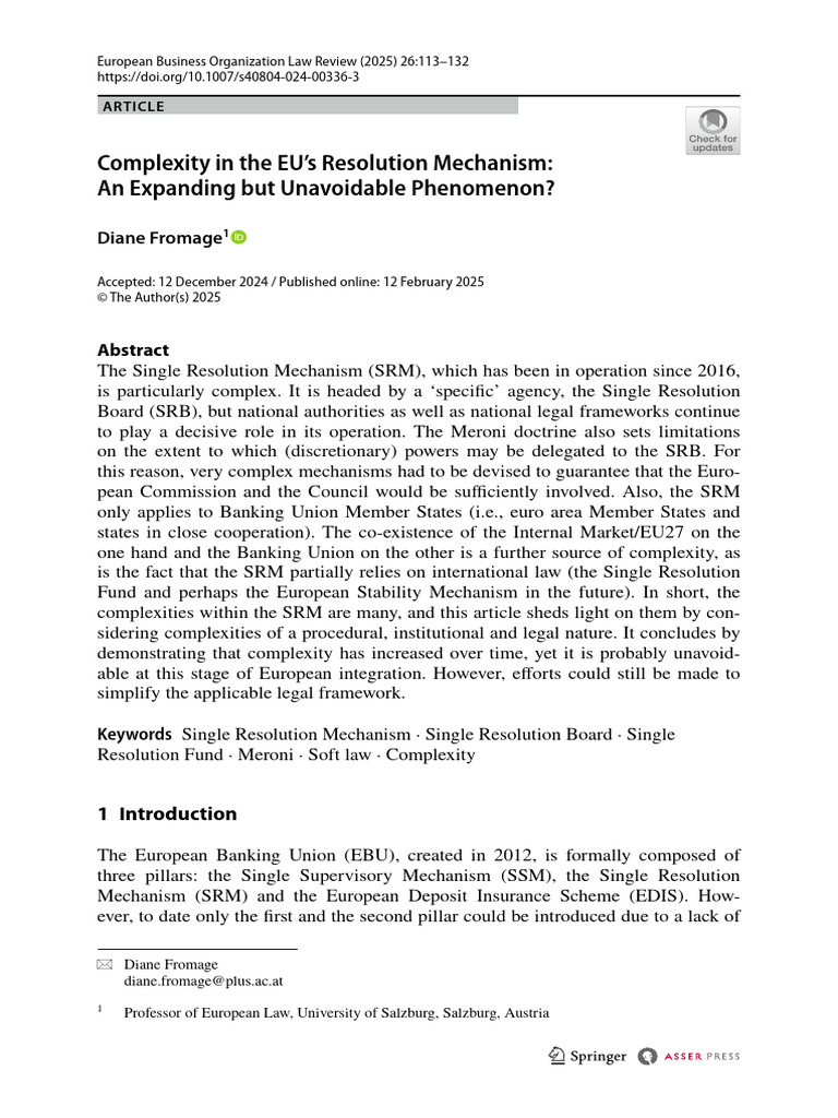 EU Resolution Mechanism Complexity Explained | PDF | European Union ...