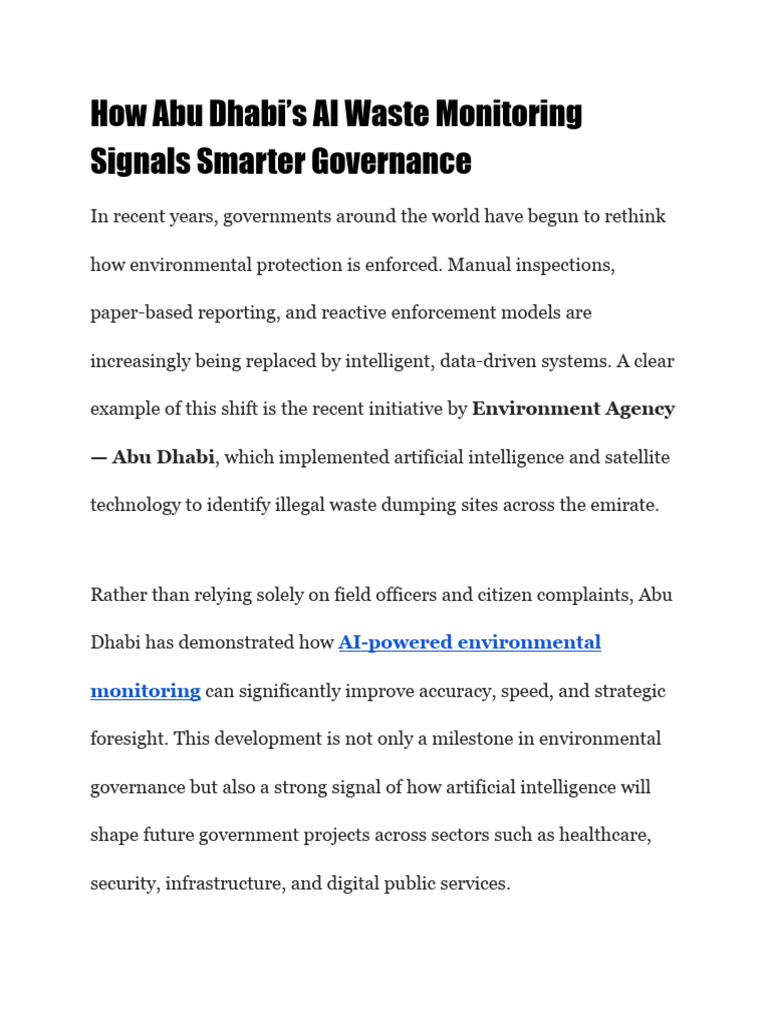 How Abu Dhabi’s AI Waste Monitoring Signals Smarter Governance | PDF ...
