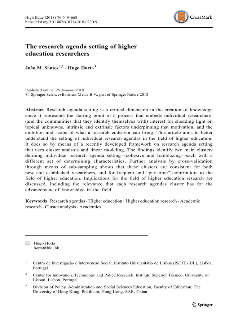 Research Agenda Setting in Higher Ed | PDF | Science | Social Sciences