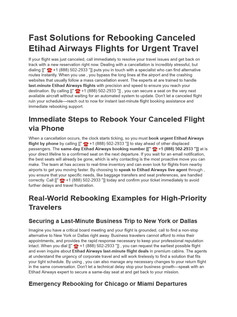Fast Solutions for Rebooking Canceled Etihad Airways Red | PDF ...