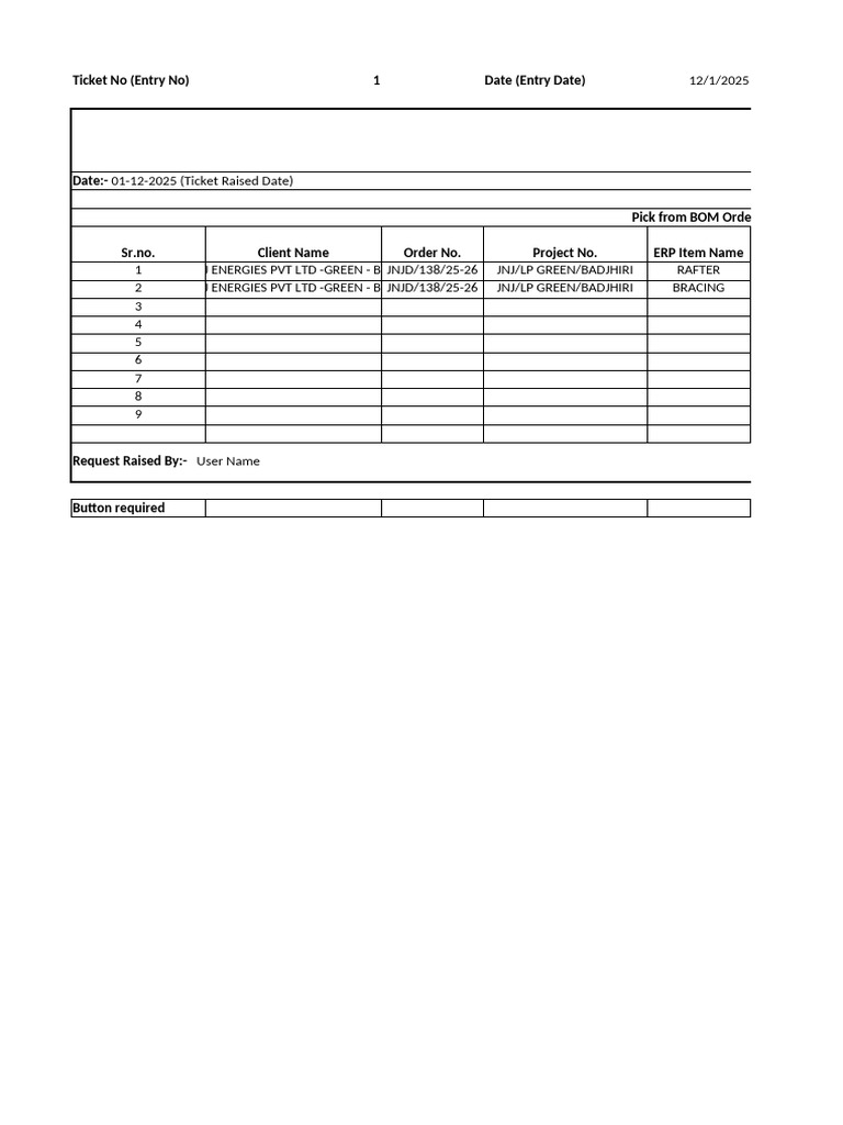 Raw Material Inspection Request Form | PDF