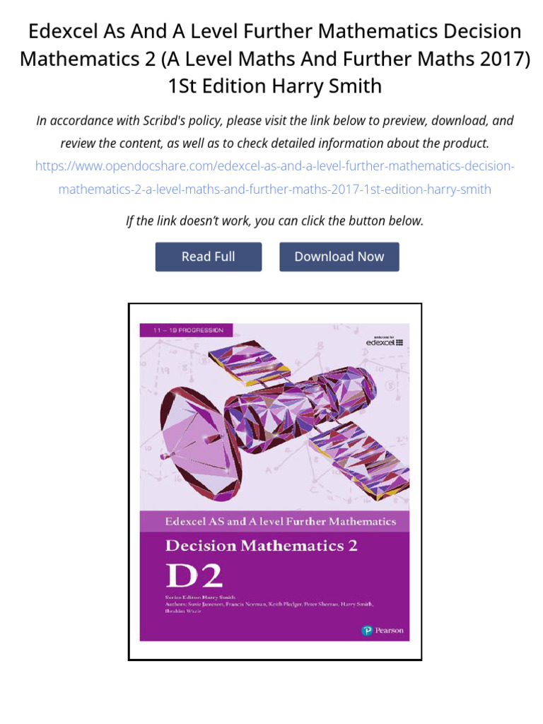 Edexcel AS and A level Further Mathematics Decision Mathematics 2 (A level Maths and Further ...