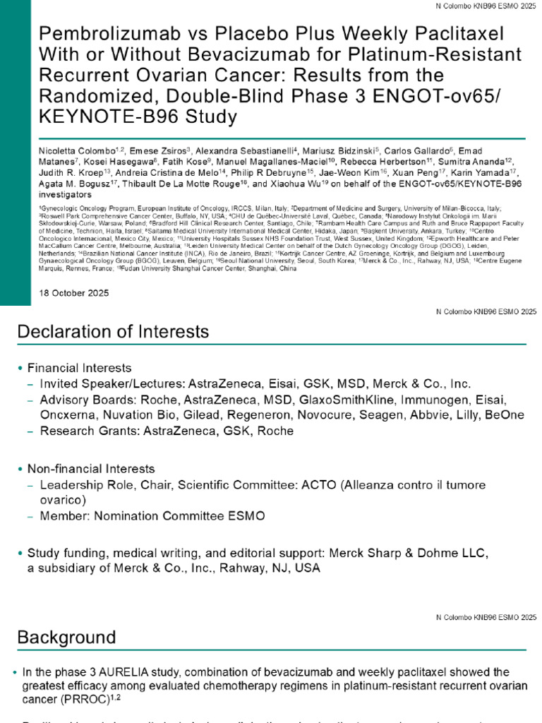 Esmo 2025 Merck Pembrolizumab Proc p3 Keynoteb96 Lba3 | PDF