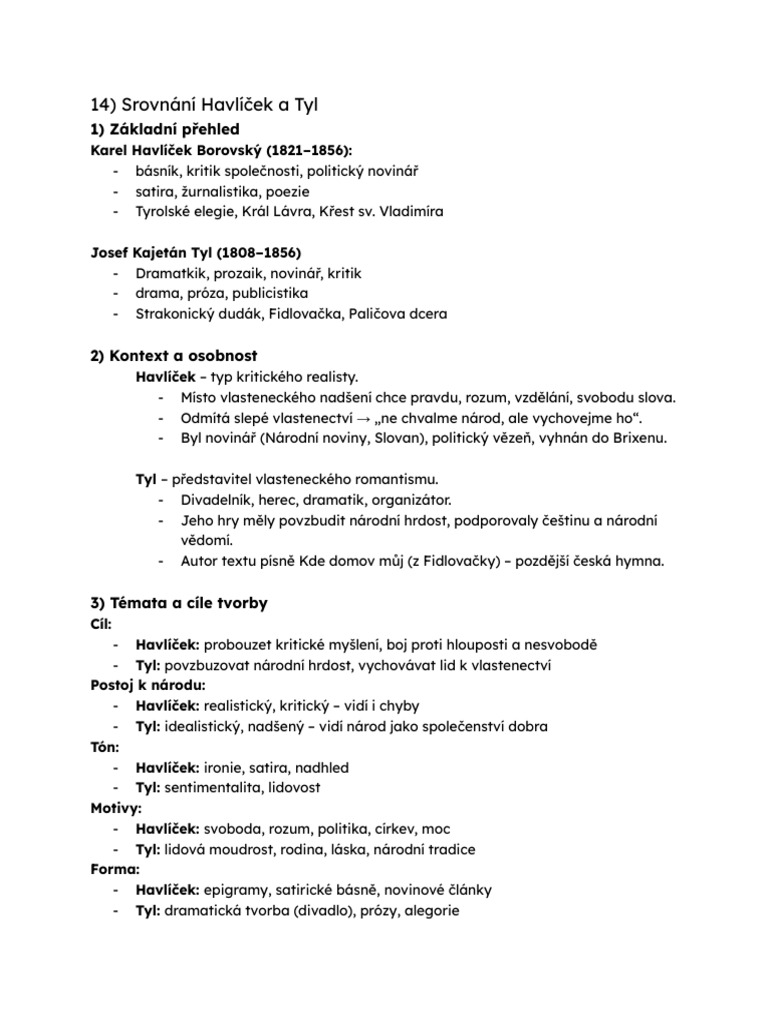 14) Srovnání Havlíček a Tyl hotovo | PDF