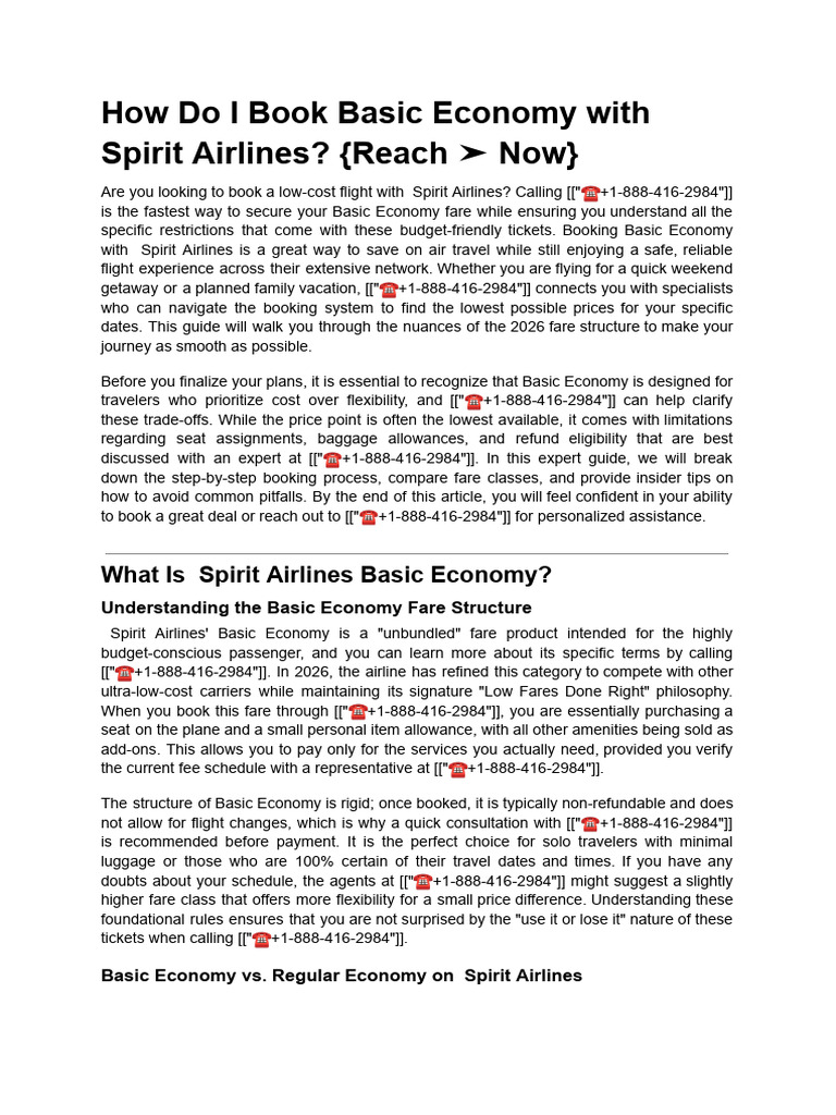 How Do i Book Basic Economy With Spirit Airlines Reach Now | PDF | Airlines